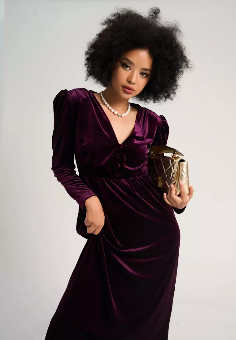 Buy F2 - Fashion and Freedom Dark Purple Velvet Dress 2025 Online | ZALORA