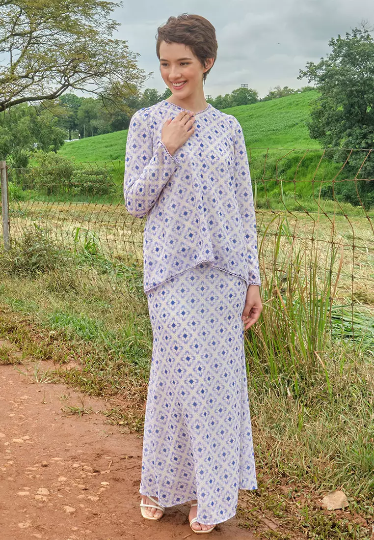 Buy POPLOOK Manggis Blouse & Skirt - Violet Mosaic Art Online | ZALORA ...