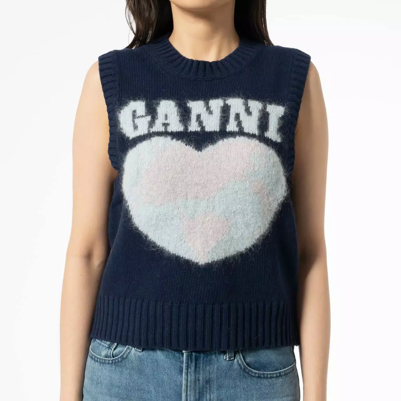 Jual Ganni Ganni Graphic Soft Wool Mix Vest Sky Captain Original 2024 ...