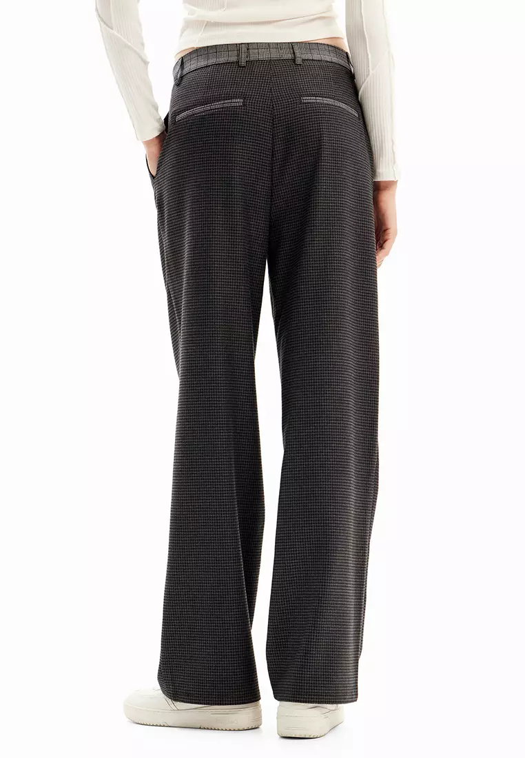 Jual Desigual Desigual Woman Straight houndstooth trousers. Original ...