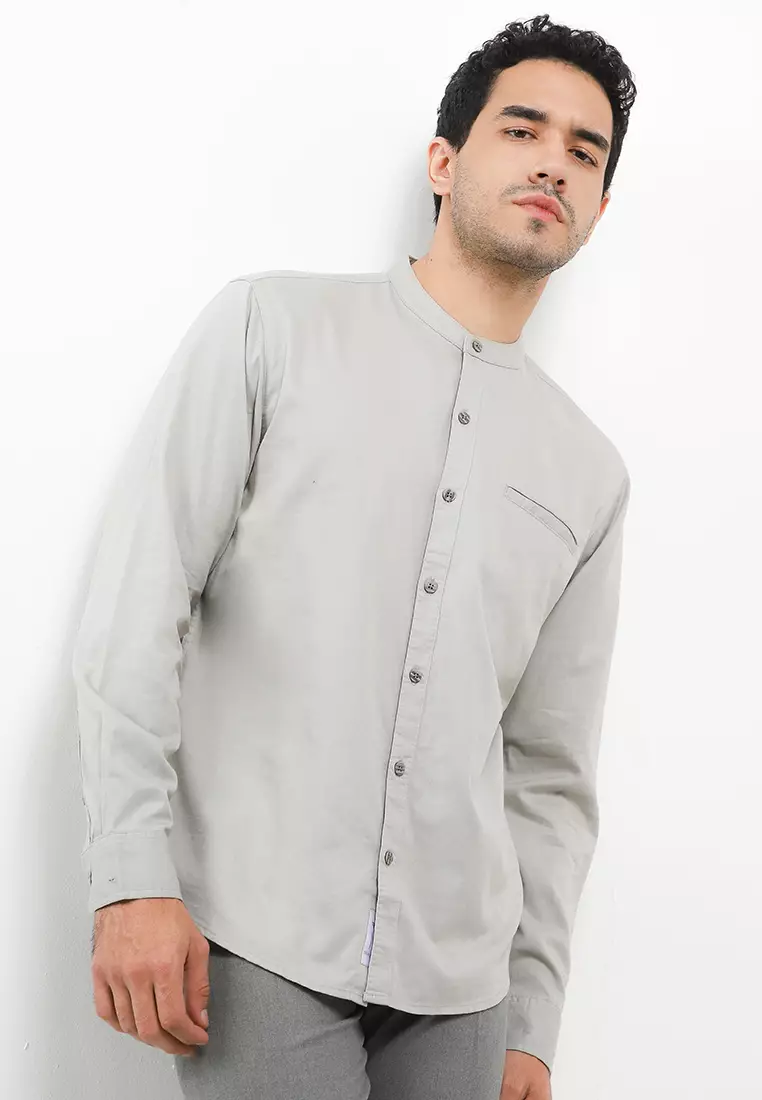 Jual TRIPLE TRIPLE Kemeja Panjang Slim Fit (LS MC 415) Grey Original ...