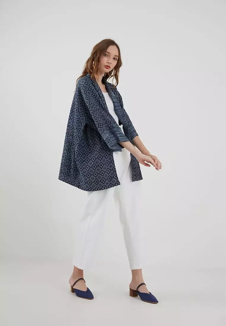 Jual Berrybenka Label Cara Denim Tribal Kimono Outer Navy Original 2025 ...
