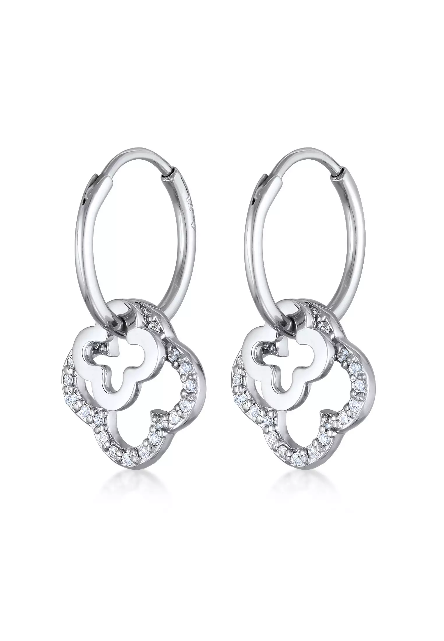 Buy ELLI GERMANY Crystal Clover Charm Hoop Earrings – 925 Silver 2026 ...