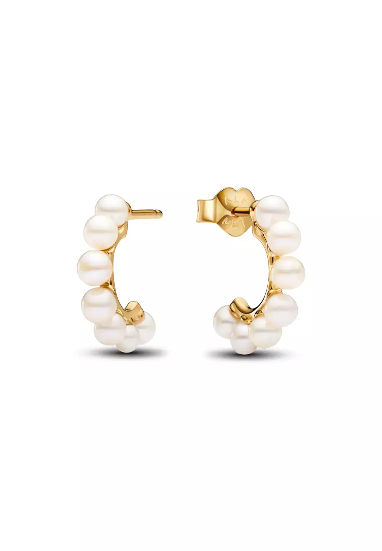 Buy PANDORA Pandora 14k Gold Plated Treated Freshwater Cultured Pearls Open Hoop Earrings Online ...