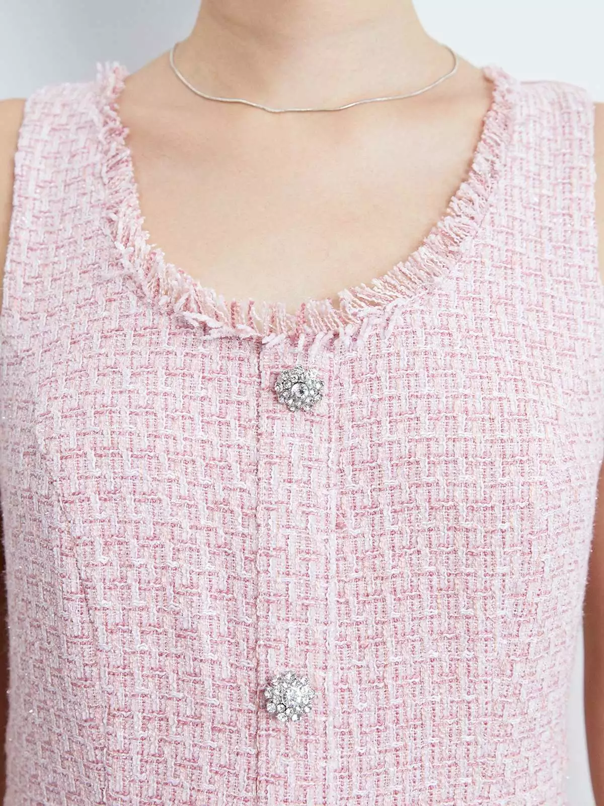 Jual POMELO FASHION Tweed Frilled Hem Mini Dress - Pink Original 2025 ...