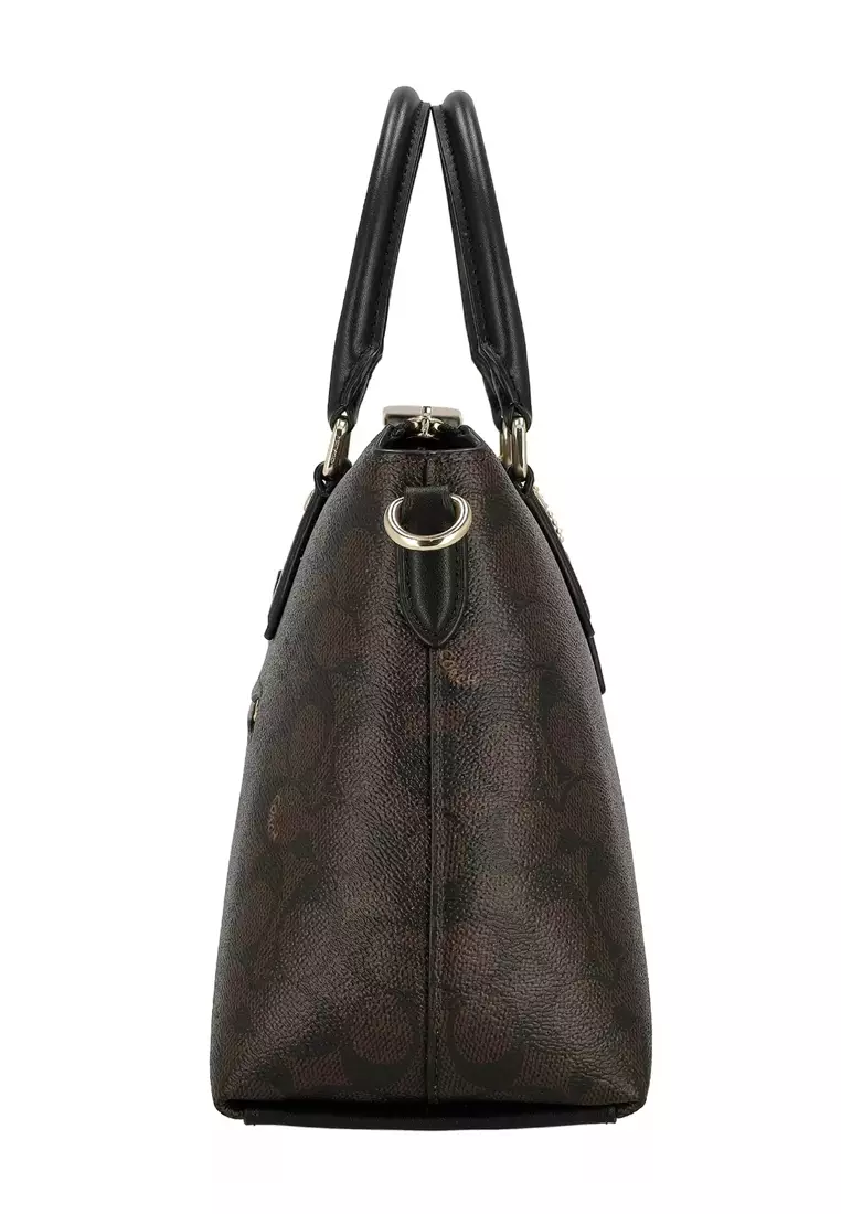 Coach Georgia Satchel Bag In Signature Canvas - Walnut/Black 2025 | Buy ...
