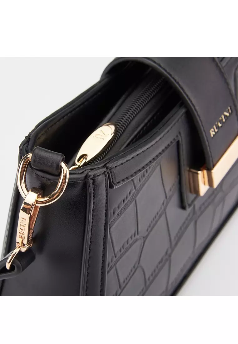 Buy RUCINI RUCINI Textured Leather Satchel Crossbody Bag Online ...