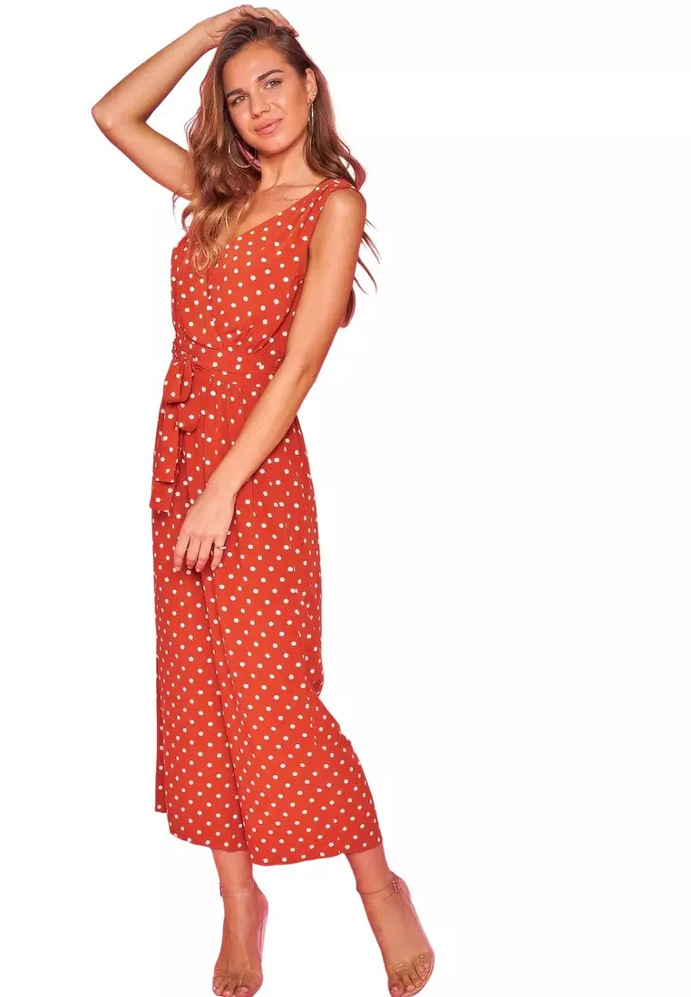 Buy Zabt by Red Cheri Flared Belted Jumpsuit Online | ZALORA Malaysia