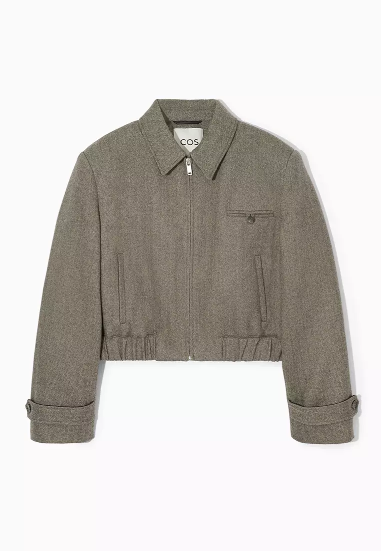 Buy COS Power-Shoulder Wool-Herringbone Jacket Online | ZALORA Malaysia