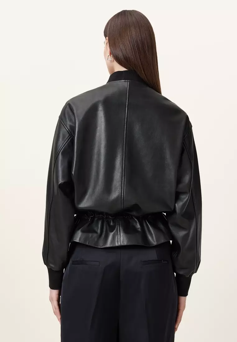 Buy AllSaints Sofi Drawstring Leather Bomber Jacket 2025 Online | ZALORA