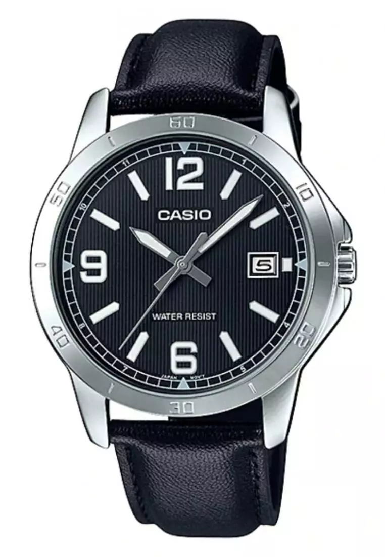 Jual Casio Casio Analog Jam Tangan Pria Strap Kulit Hitam MTP-V004L-1B ...