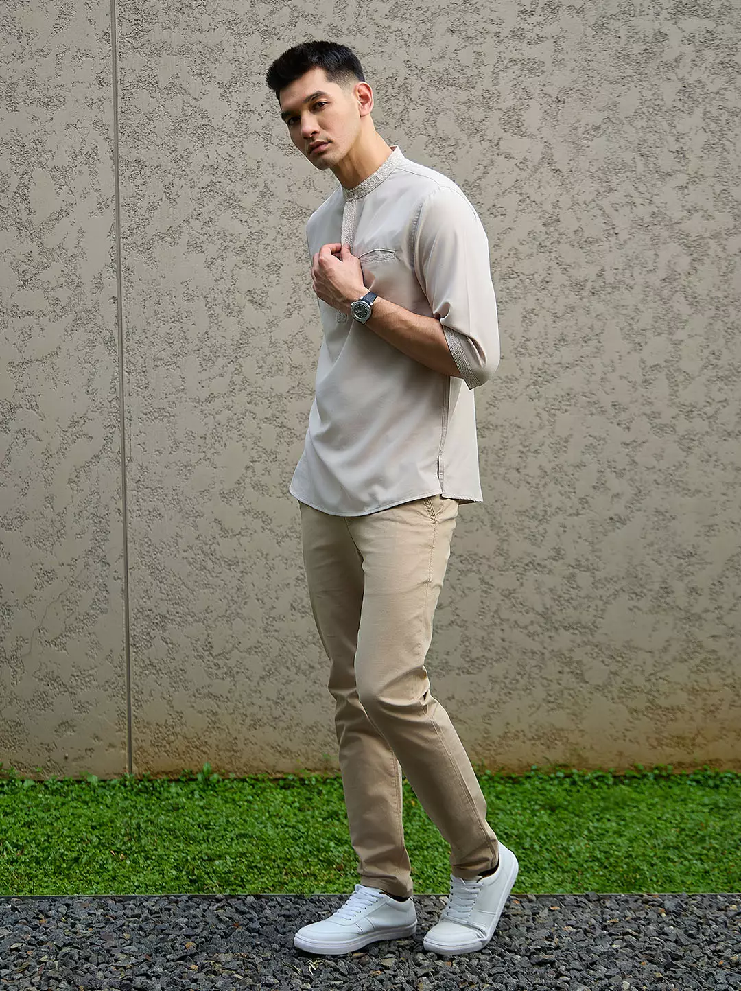 Jual Oxcon OXCON Kemeja koko Tangan 3/4 Bordir Hasbi Cream Original ...