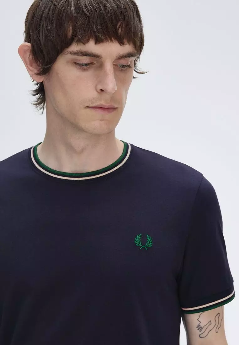 Buy Fred Perry Fred Perry M1588 Twin Tipped T-Shirt (Dark Carbon ...