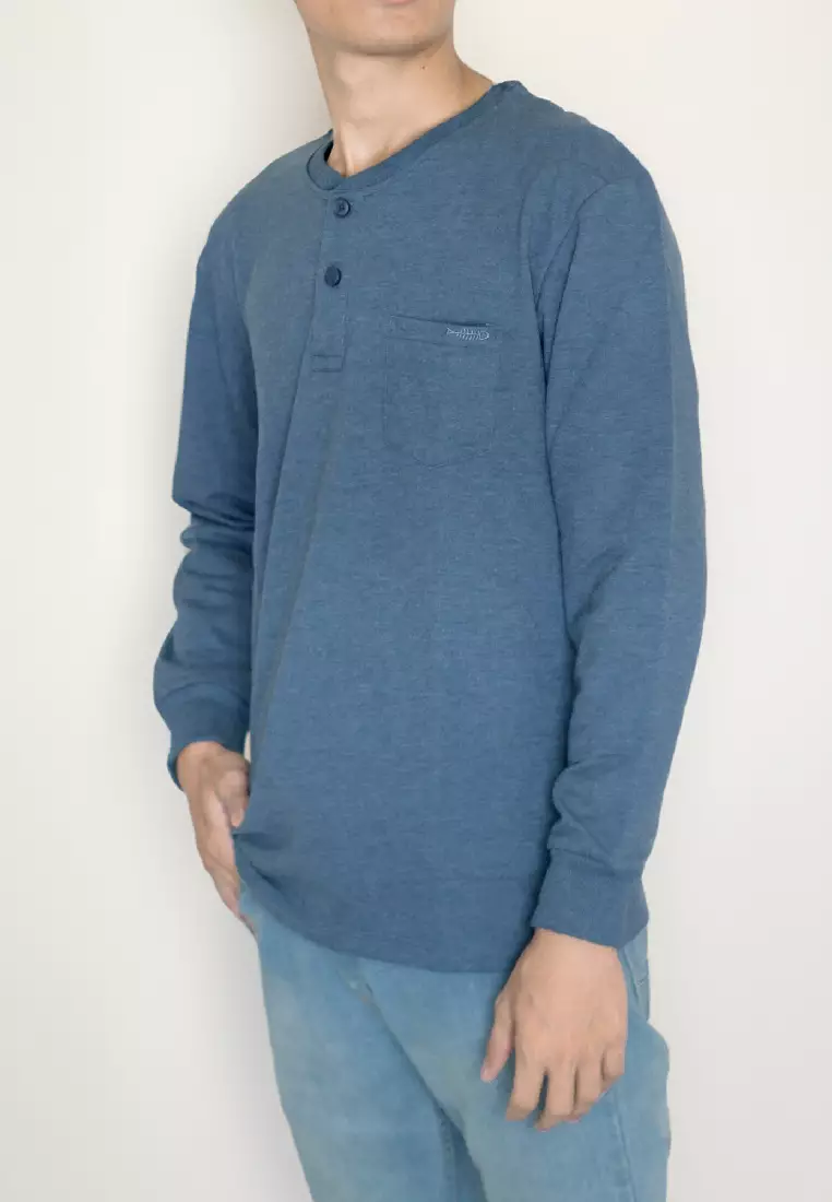 Jual IEBE Kaos Lengan Panjang Kancing IEBE J1HL8068 Denim Blue TW ...