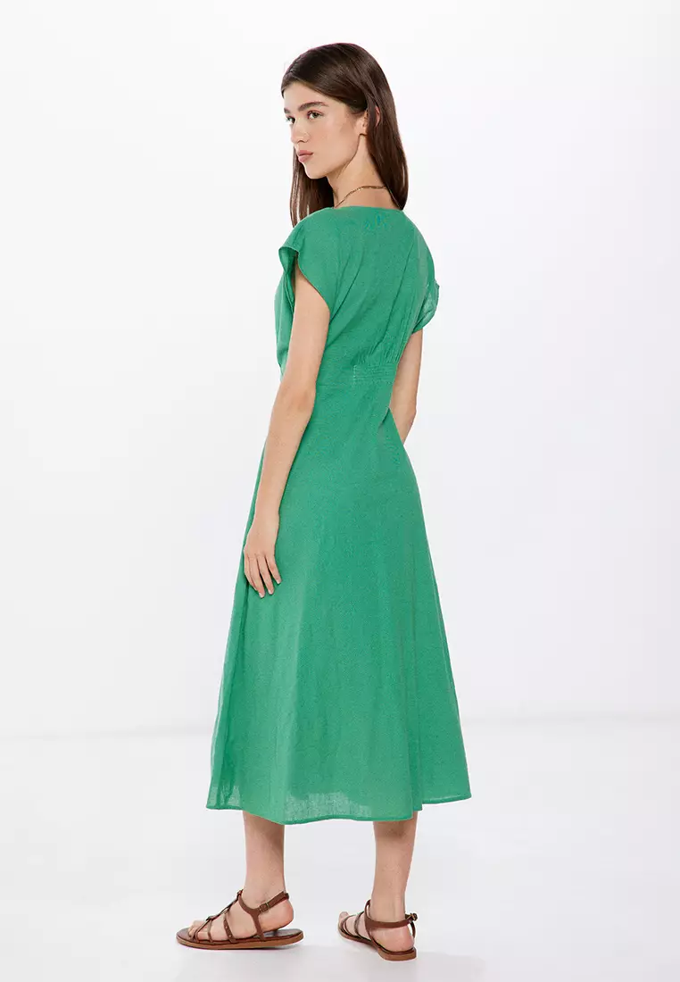 Buy Springfield Linen Button Midi Dress 2025 Online | ZALORA Philippines