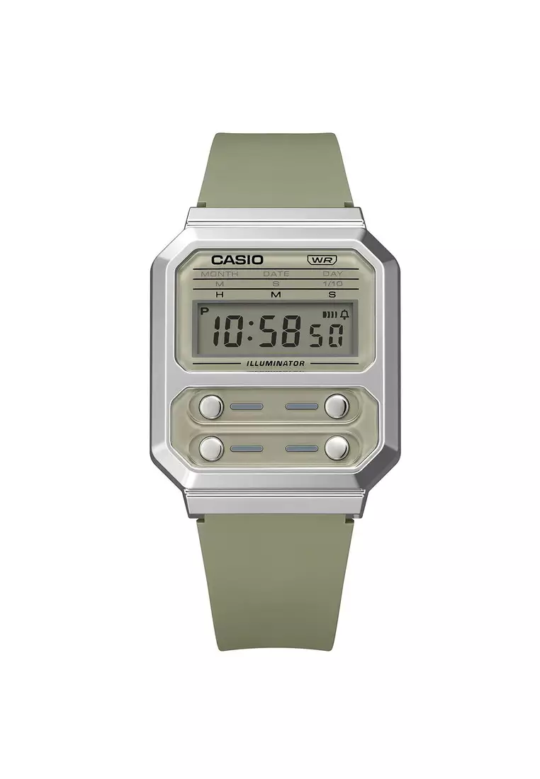 Casio Watches Casio Vintage Digital Watch A100WEF-3A Green Resin Band ...