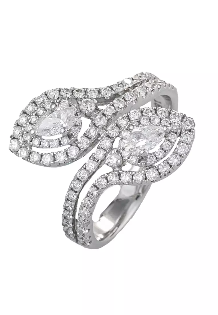 Buy LITZ LITZ 18K White Gold Diamond Ring DR153 Online | ZALORA Malaysia