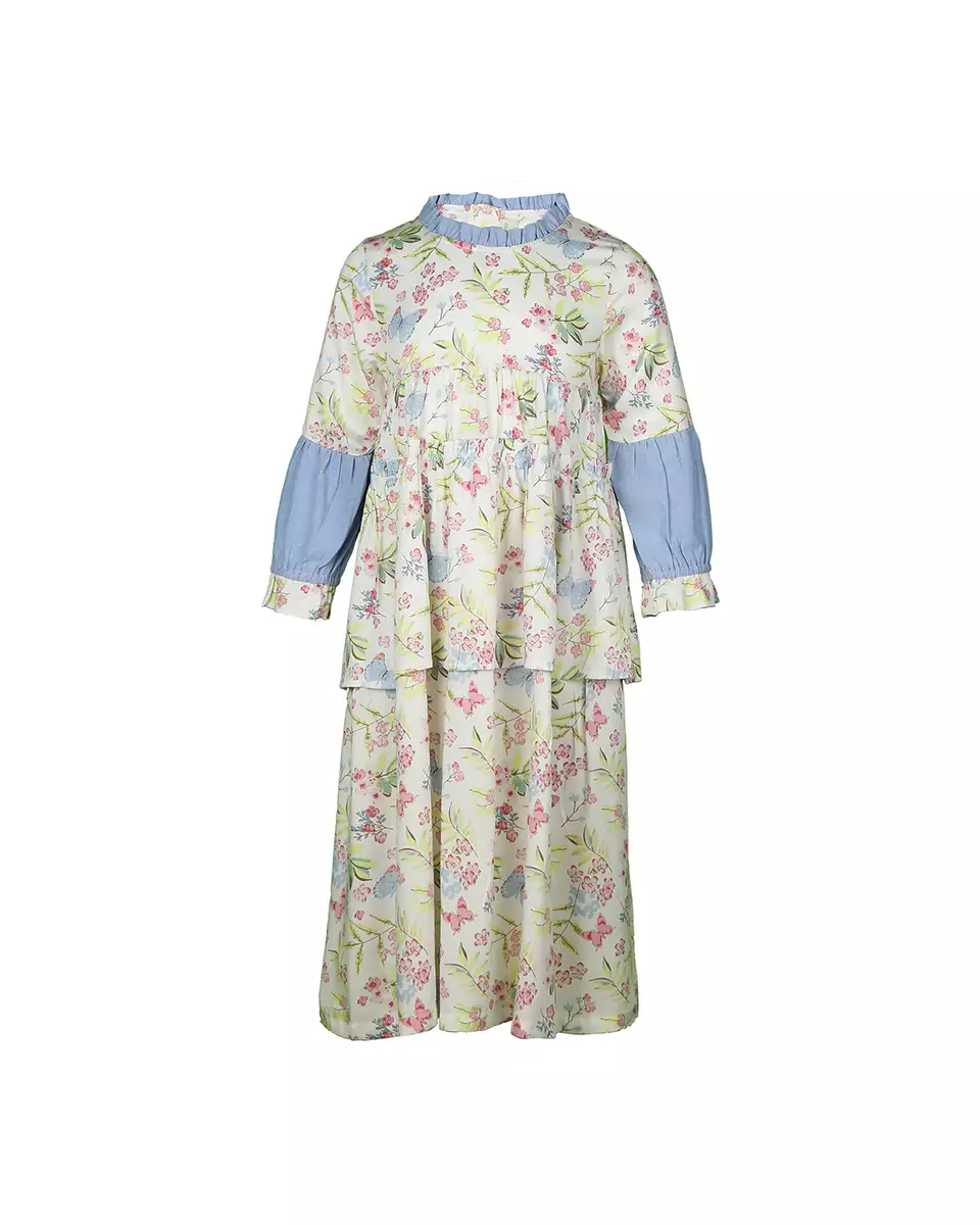 Jual PITODITO Pito Dito Girl Maahira Dress Anak Cream Motif Bunga ...