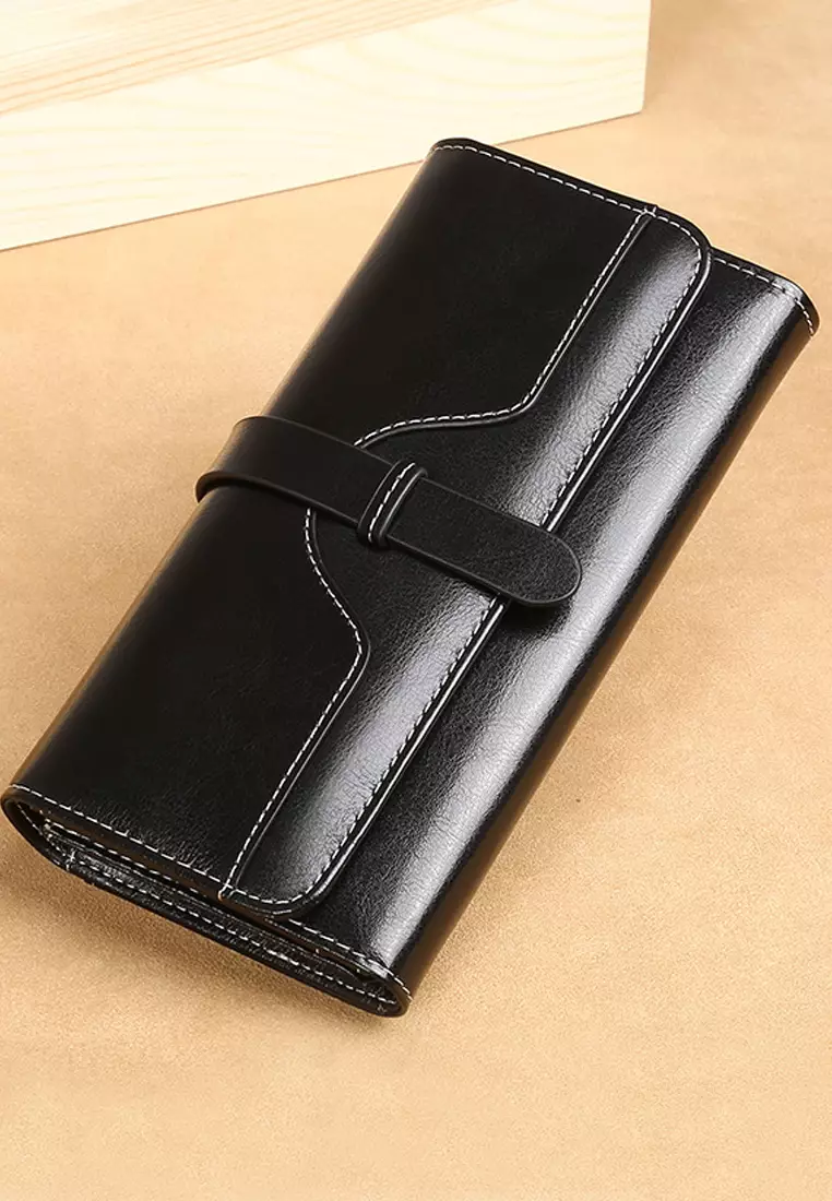Buy ZITIQUE Brand New Burnished Leather Tri Fold Long Wallet Online ...