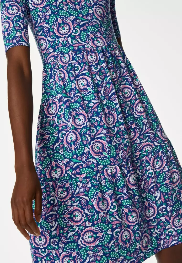 Buy MARKS & SPENCER Jersey Printed Knee Length Tiered Dress 2026 Online | ZALORA Philippines