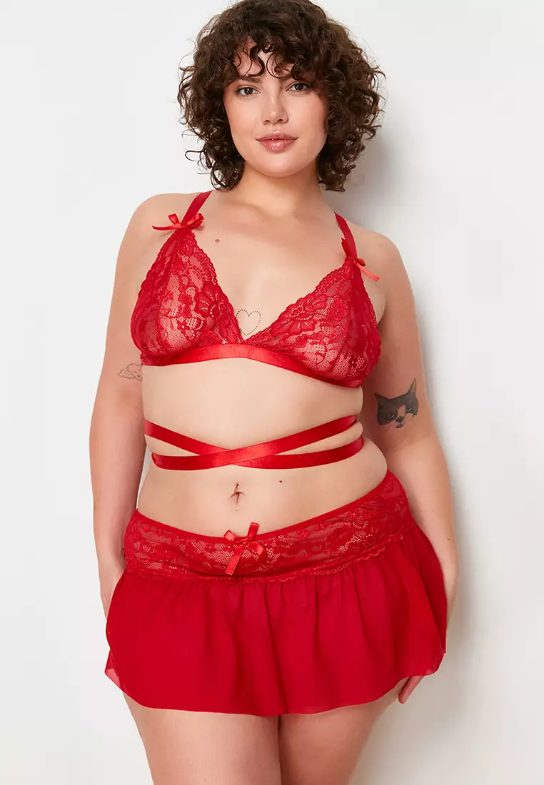 Buy Trendyol Plus Size Lace Lingerie Set Online Zalora Malaysia