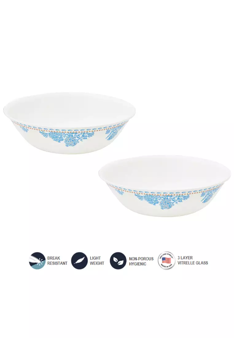 Buy Corelle 2 Pcs 1L Vitrelle Tempered Glass Serving Bowl - Hydrangea ...