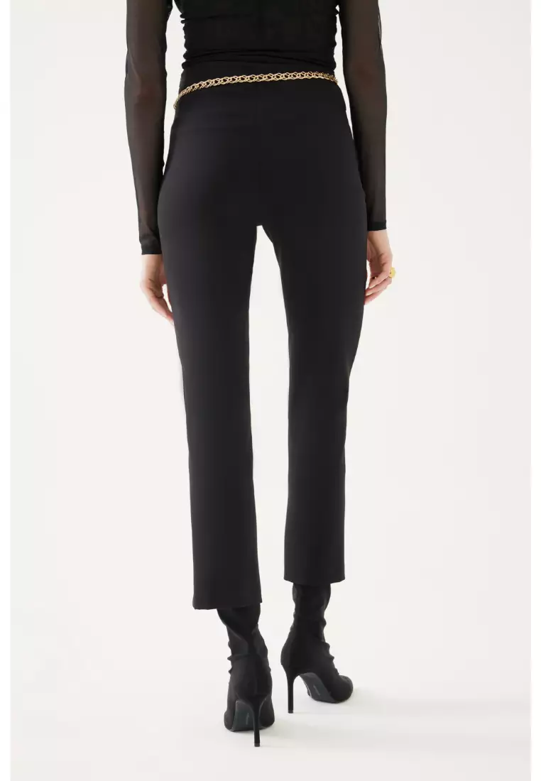 Buy EXQUISE EXQUISE Slim Fit Pants with Gold Accessories-BLACK 2025 ...