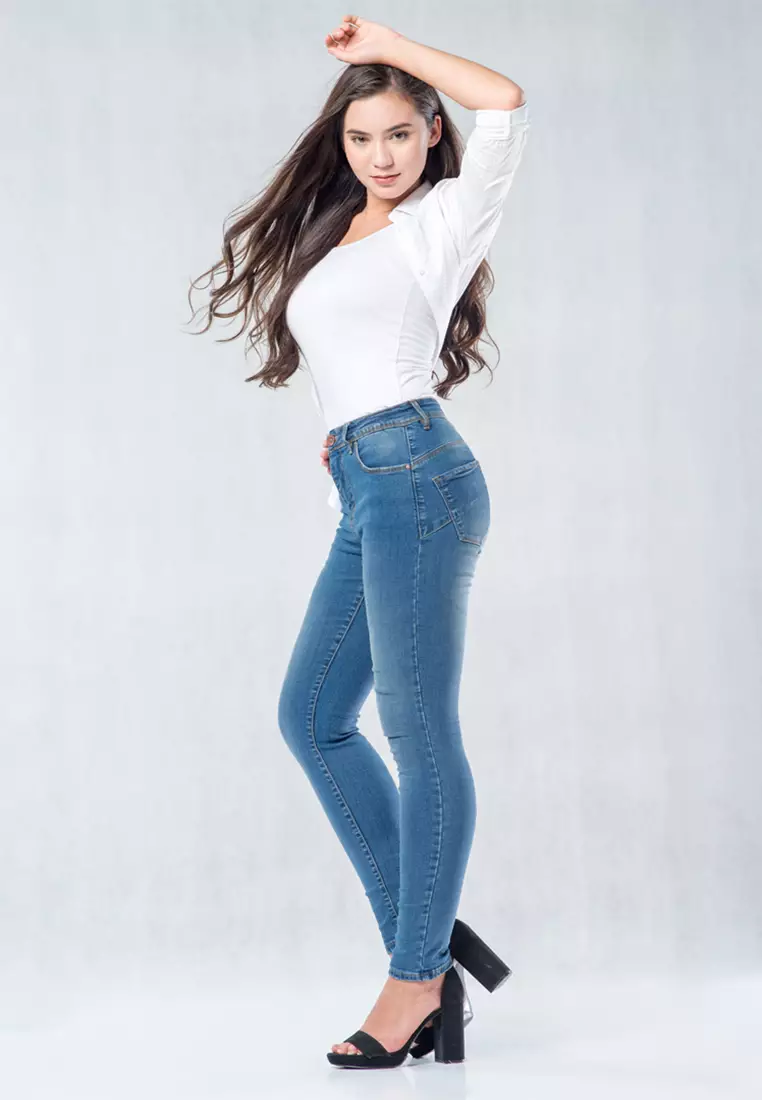 Jual C2 Outfitters C2 Tenchi Blue Jeans Dual Push Skinny Original 2025 ...