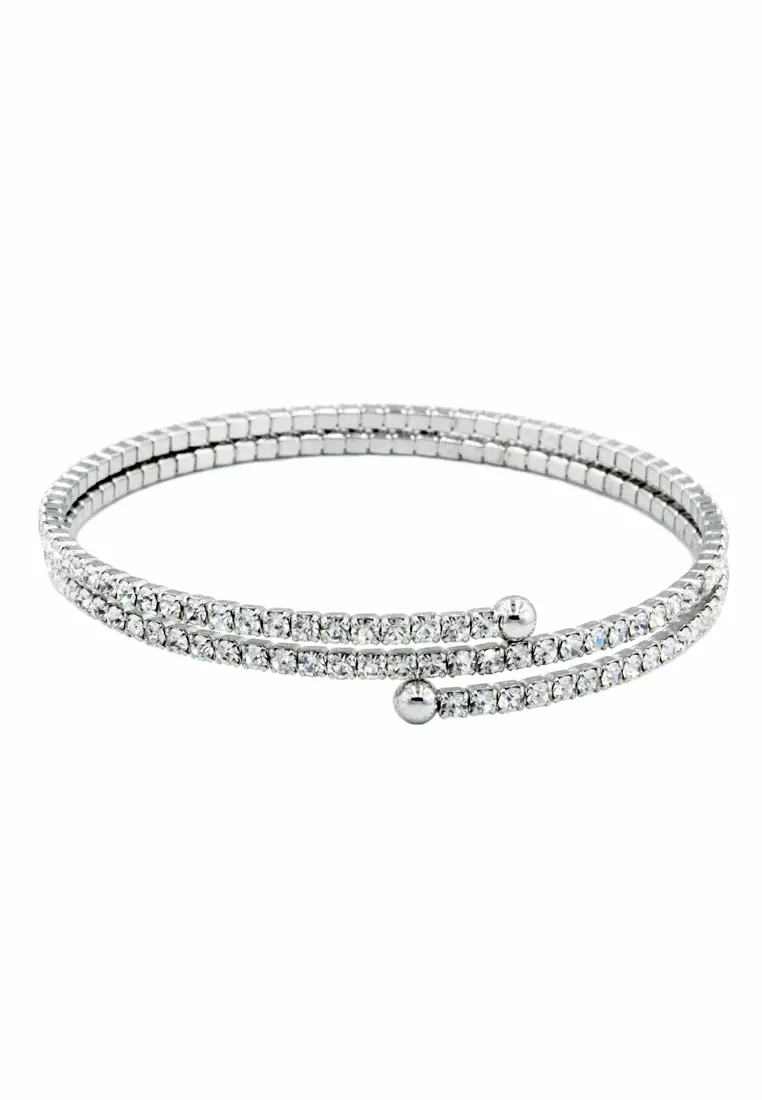 Buy SO SEOUL SO SEOUL Chiara Classic Double Row Twin Layered White Austrian Crystal Spiral ...