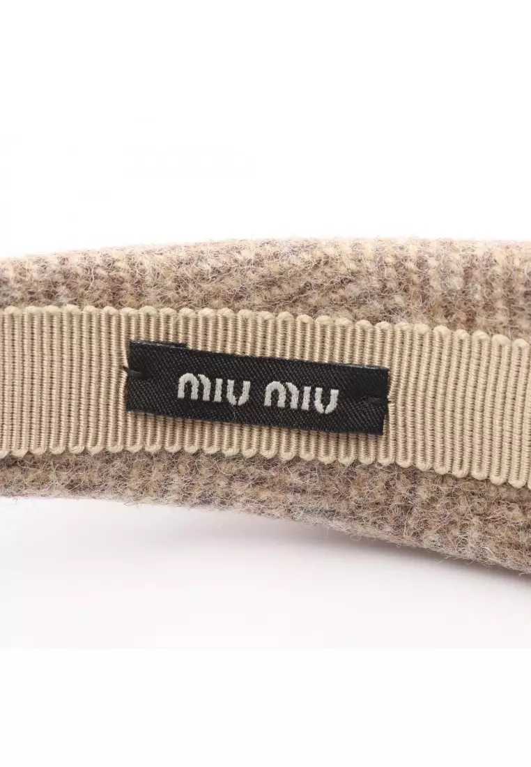 Buy Miu Miu Pre-Loved MIU MIU headband logo wool beige 2026 Online | ZALORA