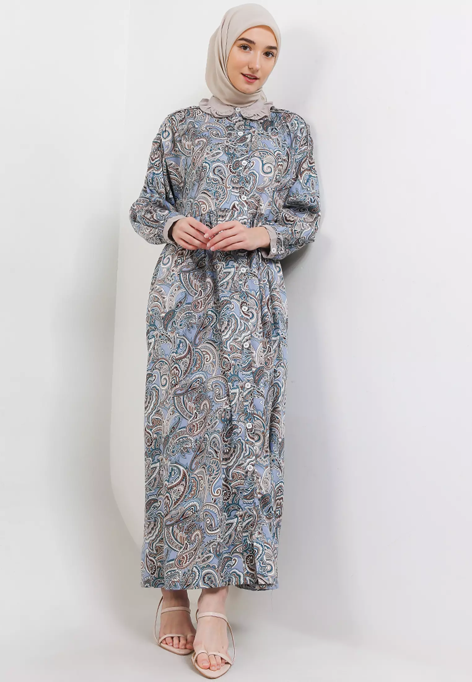 Jual MFMW MFMW Sucitra Dress Gamis Biru Motif Original 2025 | ZALORA ...