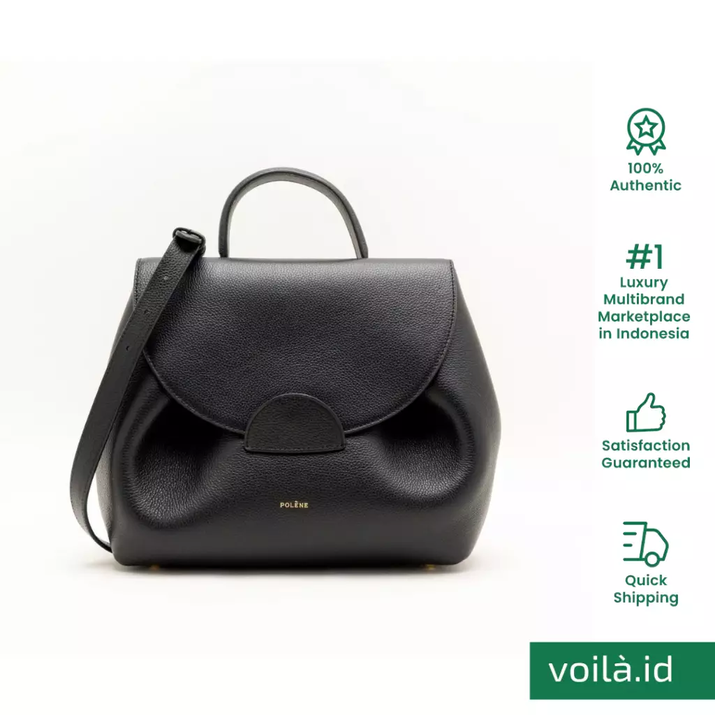 Jual Polene Numero Uno Crossbody Bag Grained Leather Black Ghw Original ...