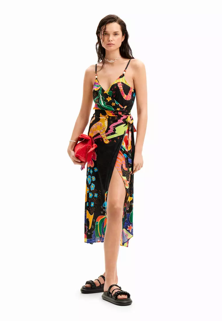 Buy Desigual Desigual Woman Jungle design wrap midi dress. 2025 Online ...