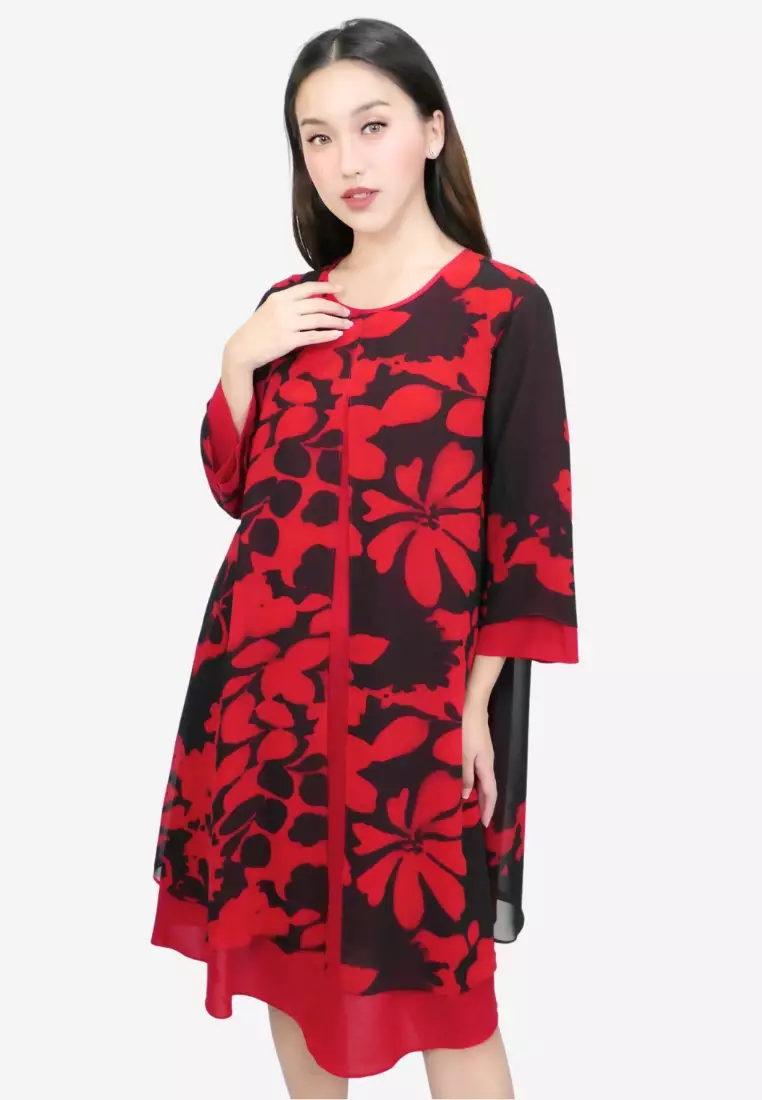 Jual Brilliant Girl Floral Abtrack Mini Dress Semi Outer In Red By ...