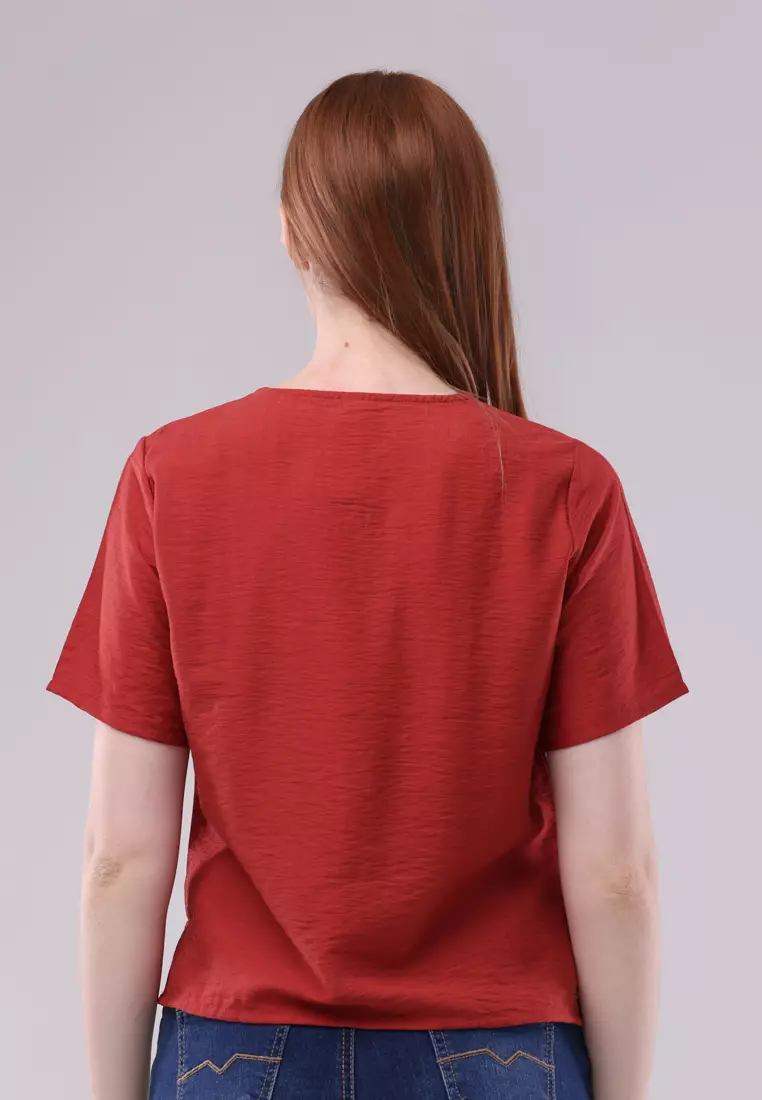 Buy Crissa Slub Linen Woven Short Sleeves Blouse 2026 Online | ZALORA ...