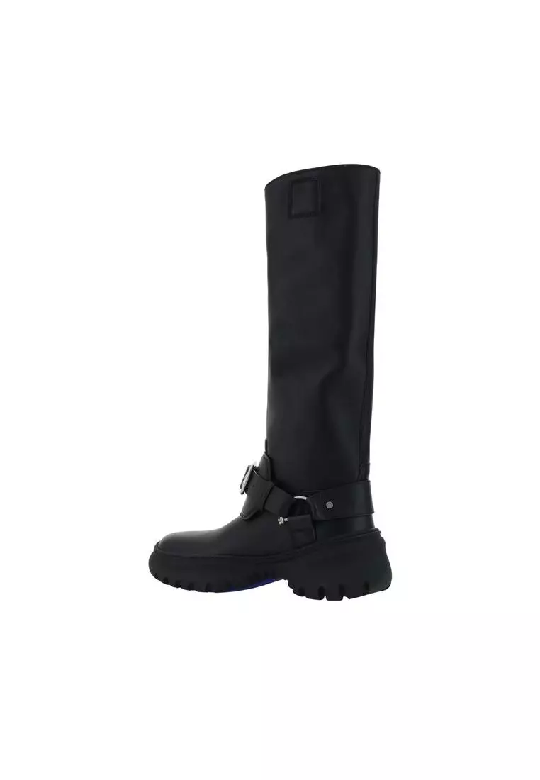 線上選購 Burberry Leather Stomp Boots with Knurled Sole and Equestrian ...