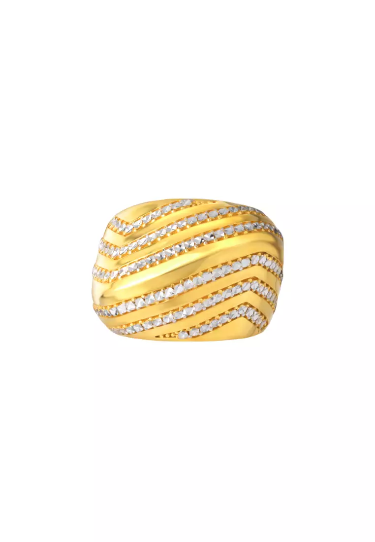 Buy TOMEI TOMEI Lusso Italia Dual-Tone Wave Inspired Ring, Yellow Gold ...