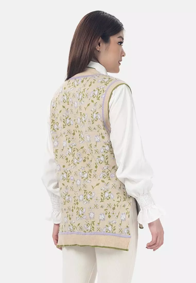 Jual MKY CLOTHING Celosia Flower Knit Vest in Lillac Original 2024 | ZALORA Indonesia