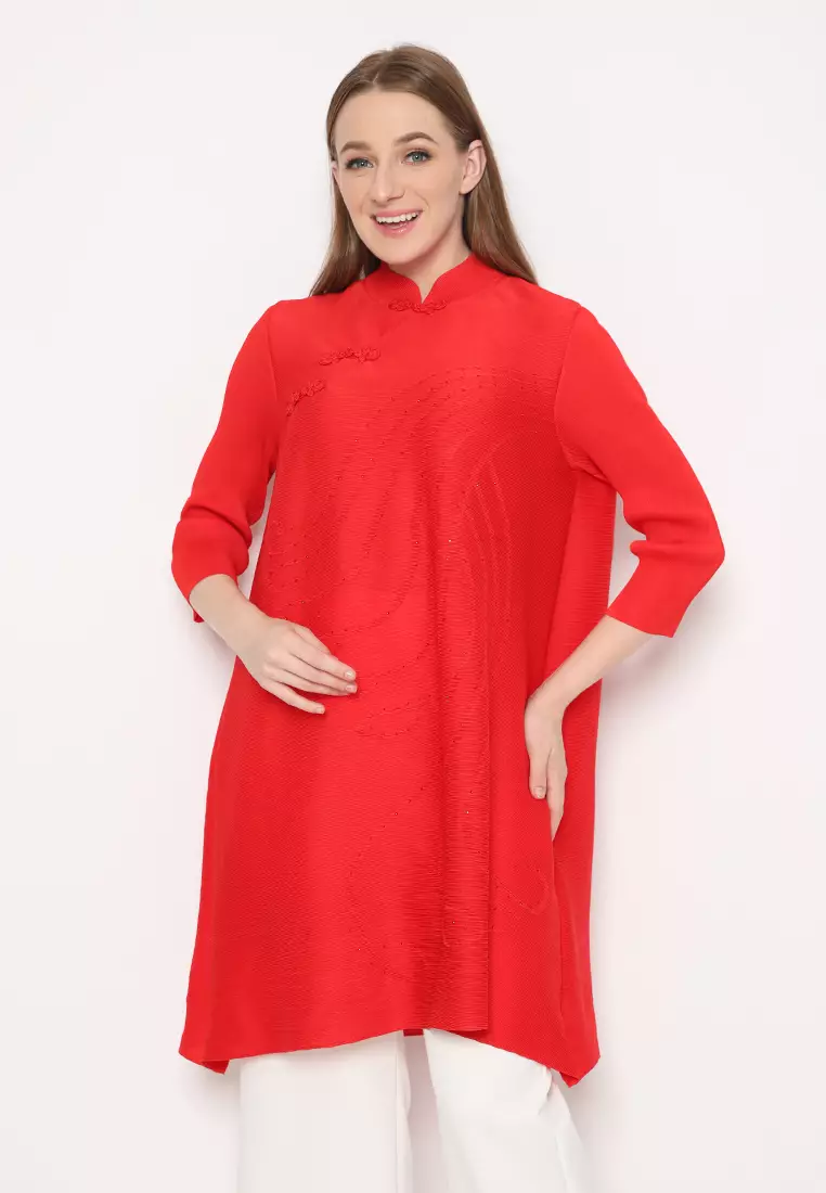 Jual Rupa Arupa Rupa Arupa - Red Aimi Pleats Tunic Dress with Red Waves ...