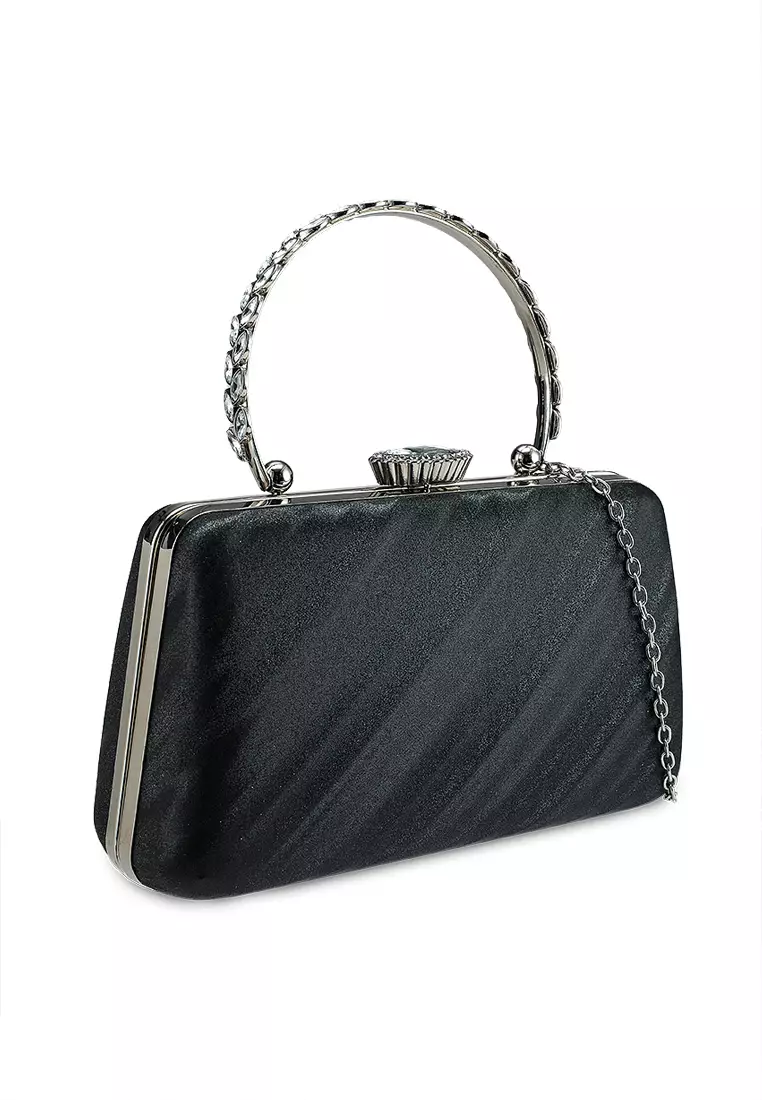 Buy Unisa Glittering Stones & Crystal Embellishment Kiss Clasp Clutch ...