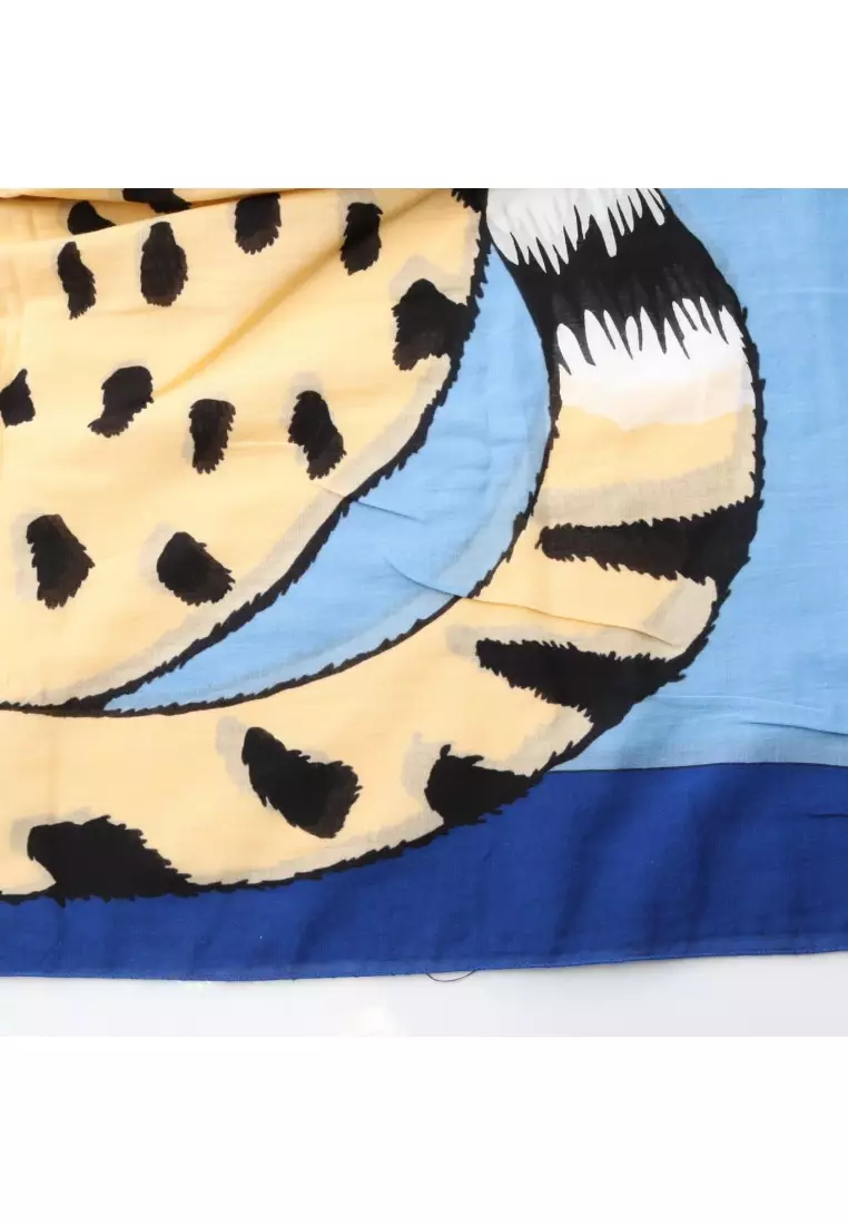 Buy HERMÈS Pre-Loved Hermès Pareo Stall leopard cotton blue beige ...