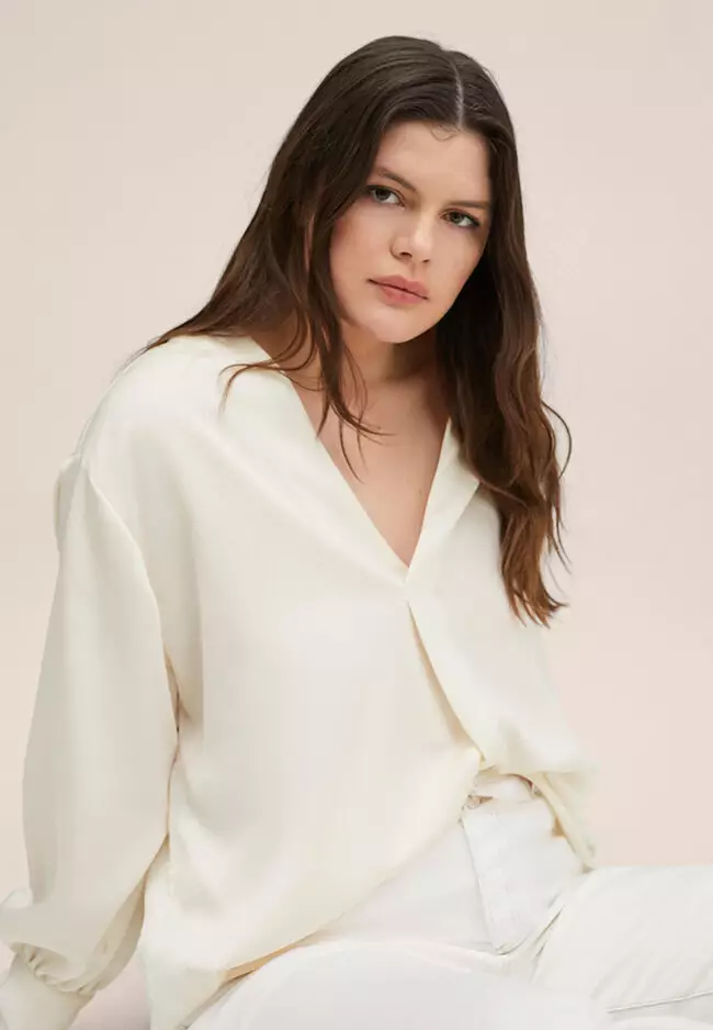 Buy Mango Satin Finish Flowy Blouse 2024 Online | ZALORA Philippines