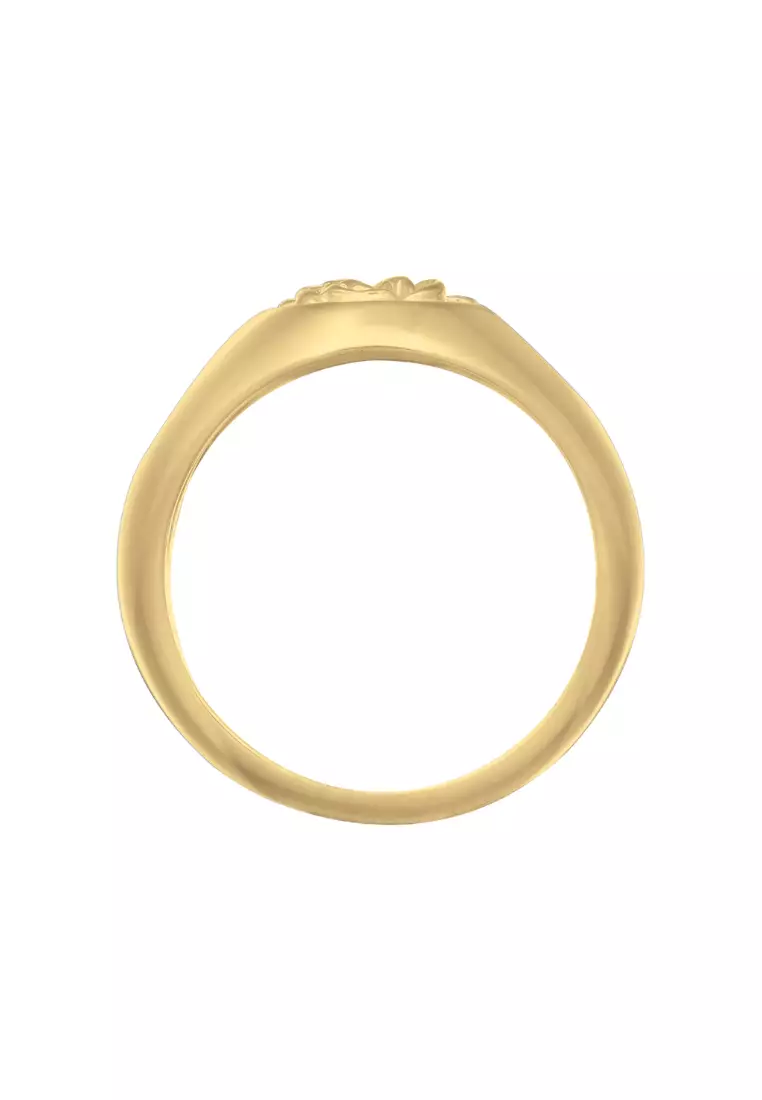 Buy Kuzzoi Ring Men Signet Flower Gold Plated 2026 Online | ZALORA