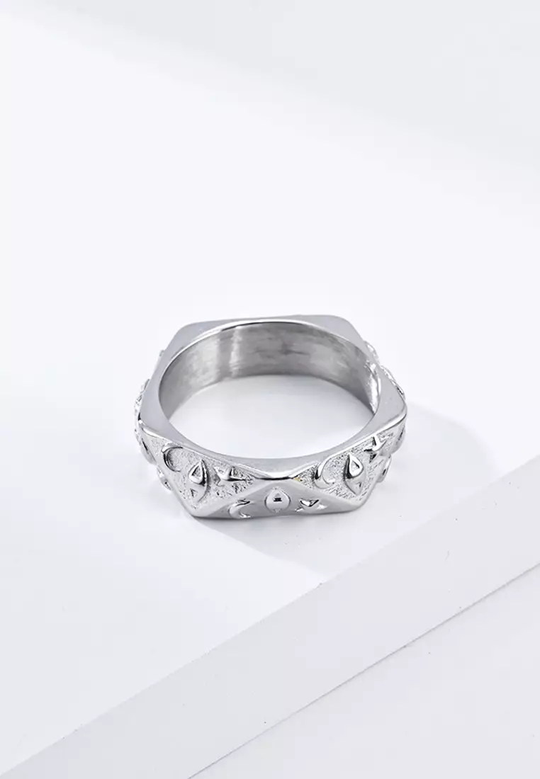 Buy HAPPY FRIDAYS Titanium Steel Polygon Star Moon Eye Ring JW QF-JZ771 ...