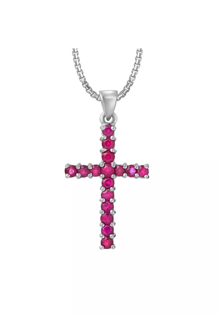 網上選購 TOMEI TOMEI Colored Gemstones Ruby Cross Pendant, White Gold 375 2025 系列 | ZALORA香港