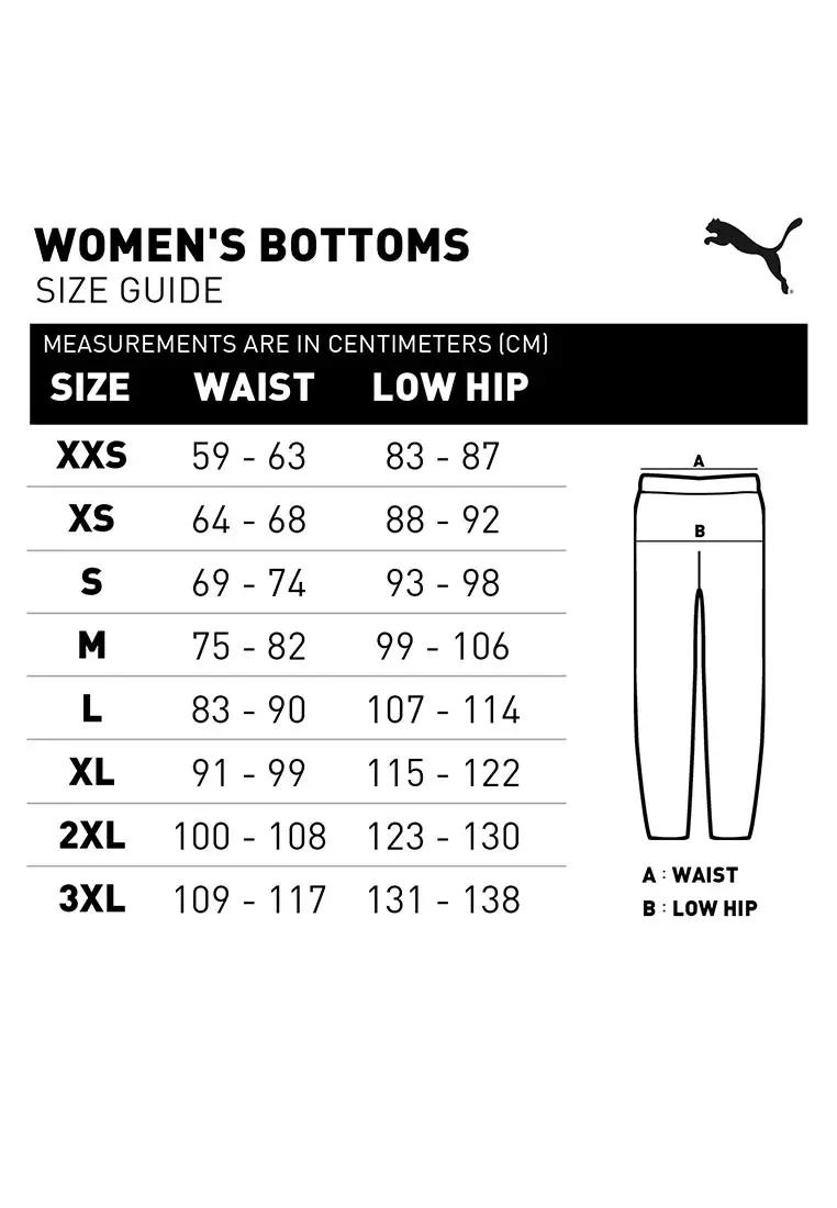 Puma track pants size chart store