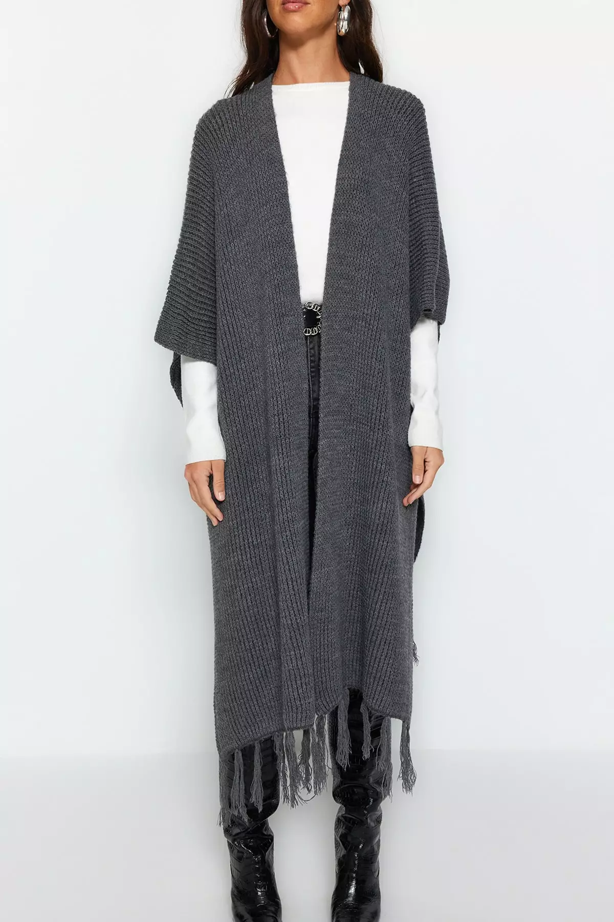 Buy Trendyol MODEST Fringe Longline Cardigan 2025 Online | ZALORA