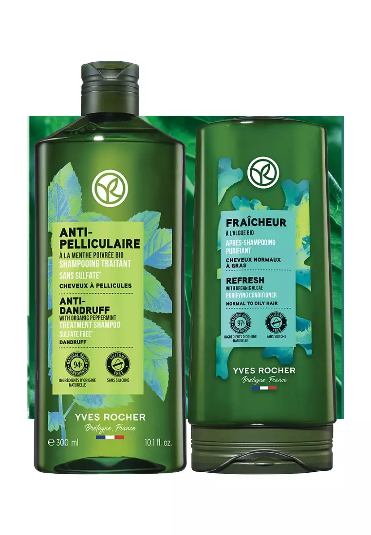 Buy Yves Rocher Anti Dandruff Shampoo 300ml & Refresh Purifying ...