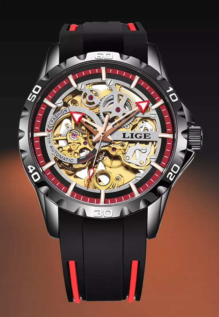 Buy LIGE Automatic Unisex Diver's IP Black Stainless Steel Self-winding ...