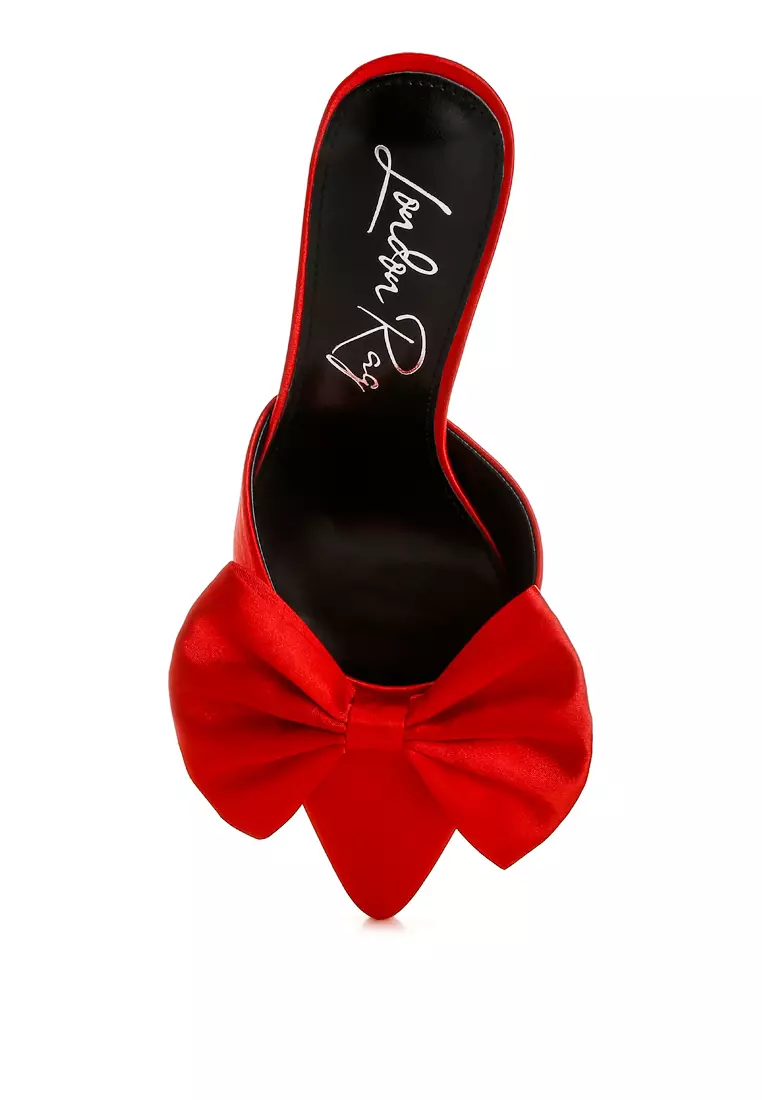 Buy London Rag Bow Detail Stiletto Mules In Red 2025 Online | ZALORA ...